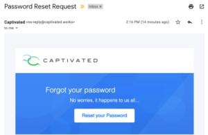How do I reset my password? - Captivated