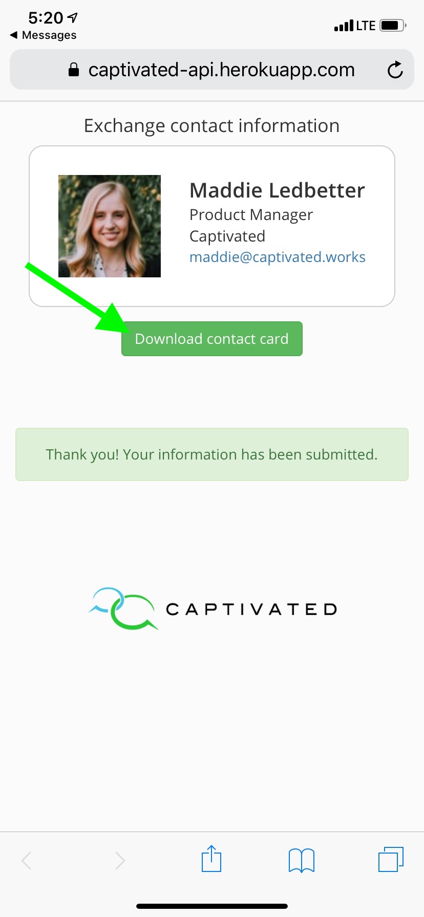 Contact Exchange Request - Captivated