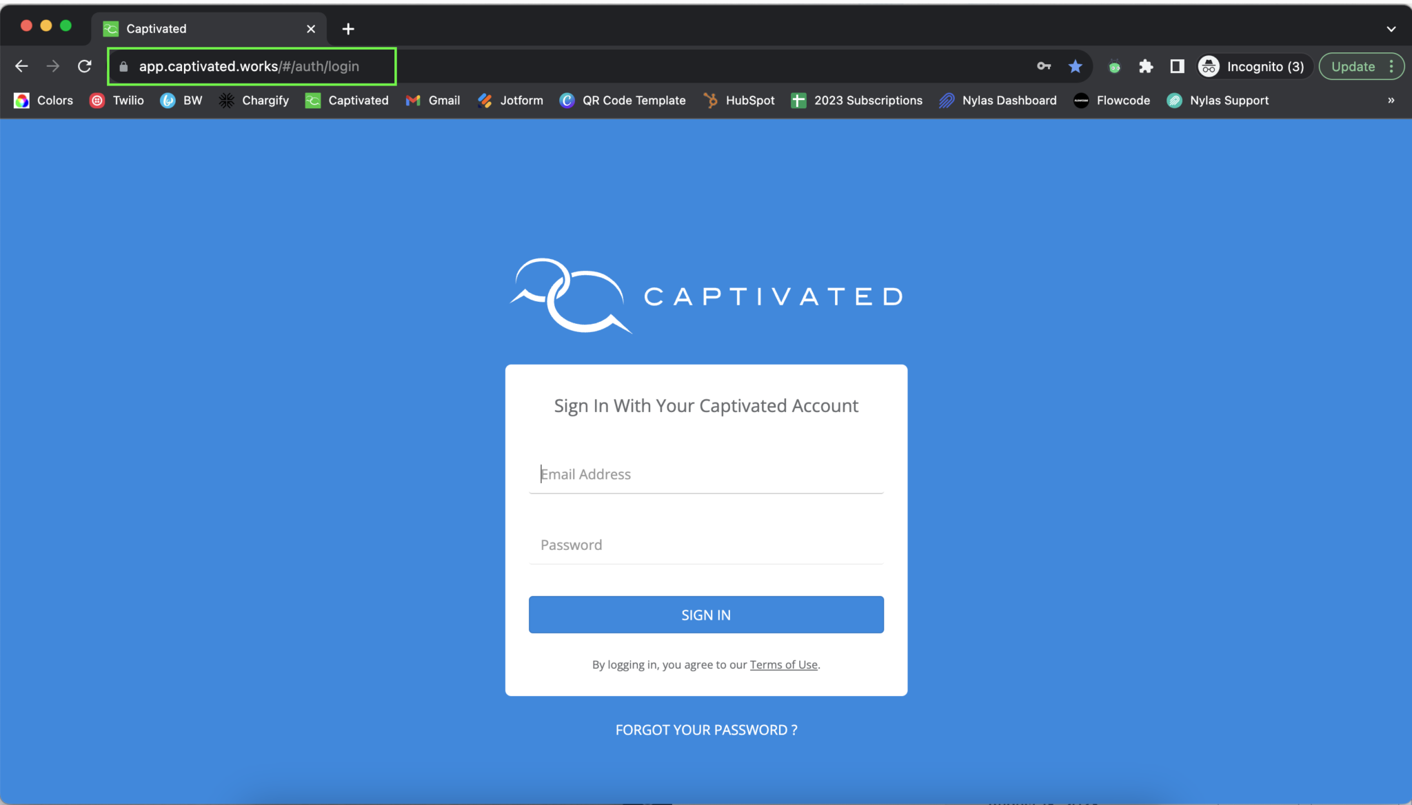 Logging in and out - Captivated